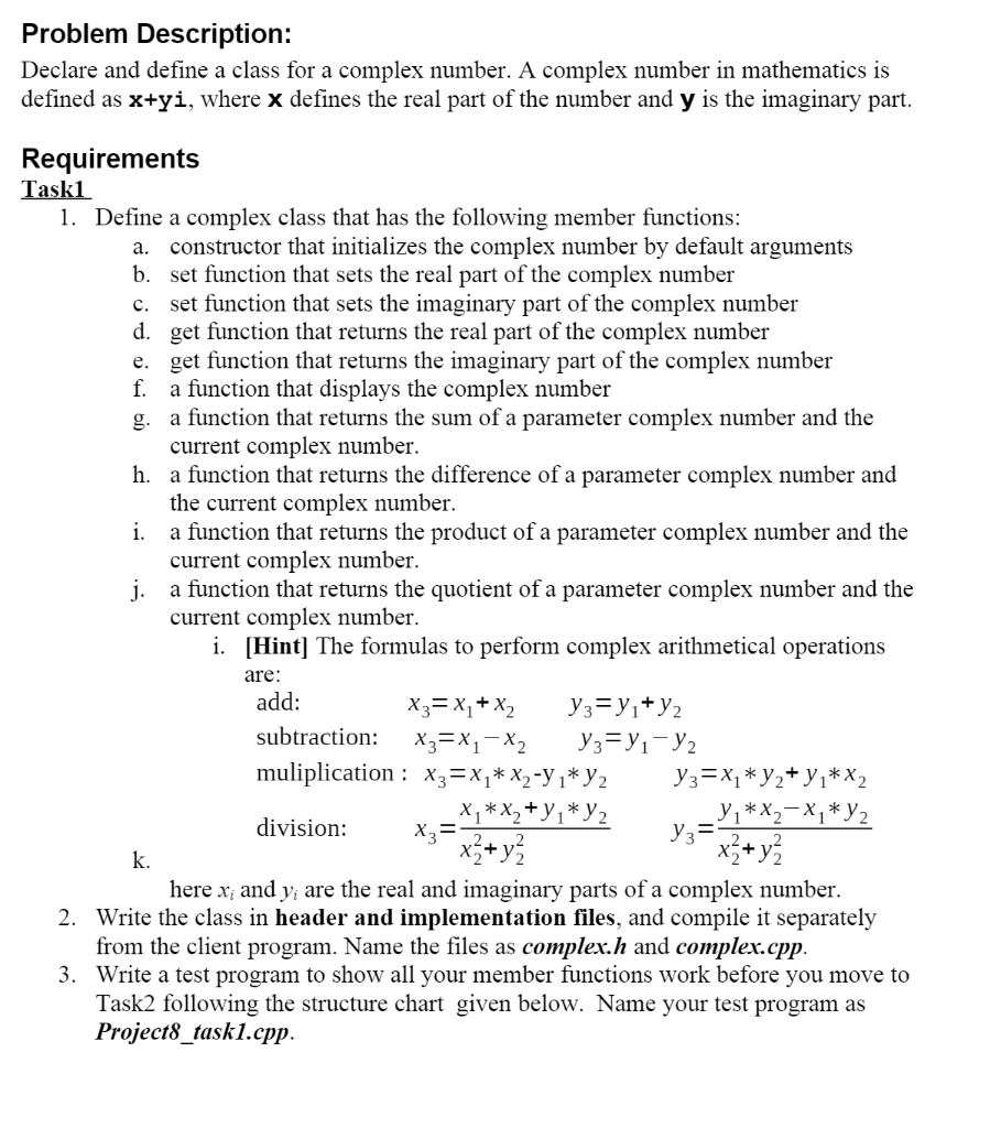 Solved Problem Description: Declare and define a class for a | Chegg.com