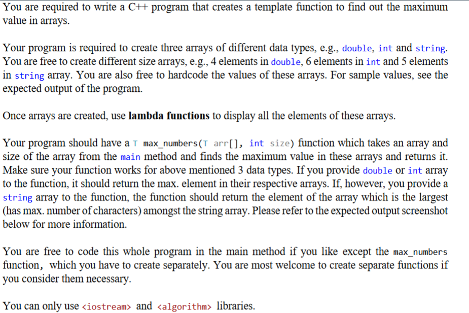 Solved You are required to write a C++ program that creates | Chegg.com