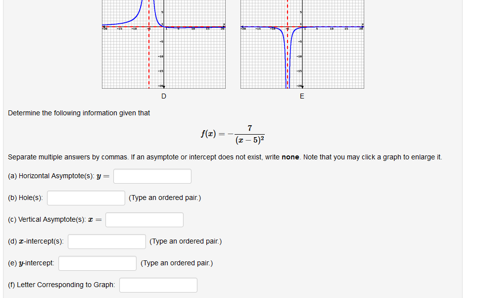 Solved Separate multiple answers by commas. If an asymptote | Chegg.com