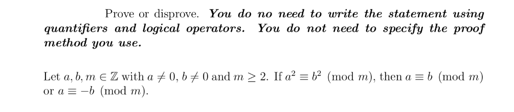 Solved Prove or disprove. You do no need to write the | Chegg.com
