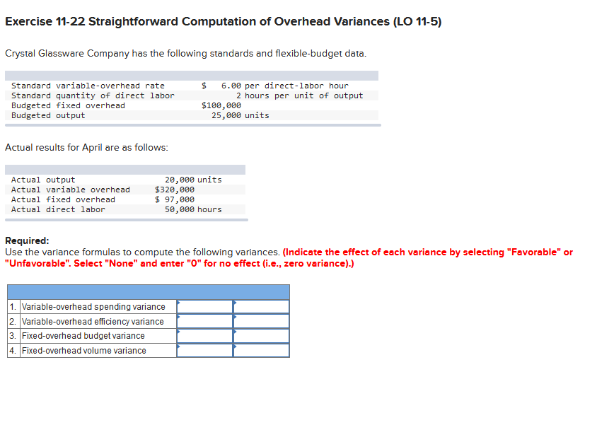 Solved Exercise 11-22 Straightforward Computation of | Chegg.com