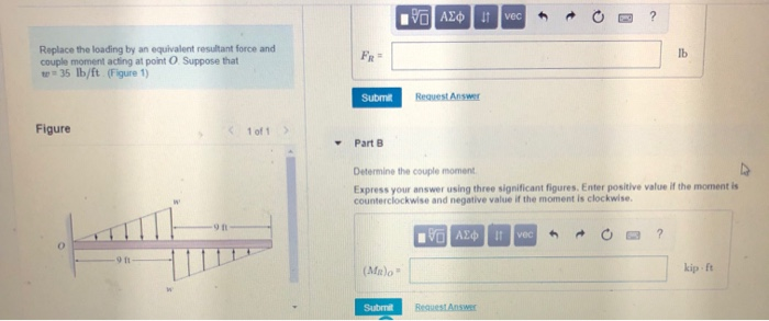 Solved Replace the loading by an equivalent resultant force | Chegg.com