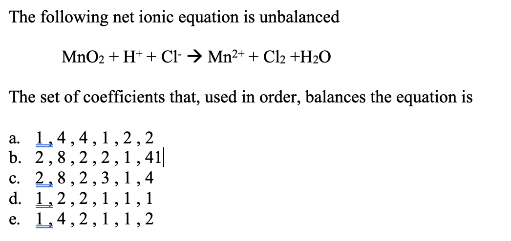 Solved The following net ionic equation is unbalanced | Chegg.com
