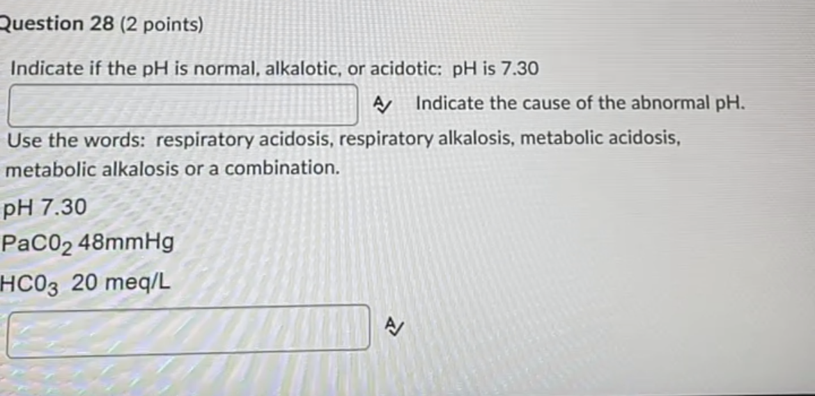 Solved Indicate if the pH is normal, alkalotic, or acidotic: | Chegg.com