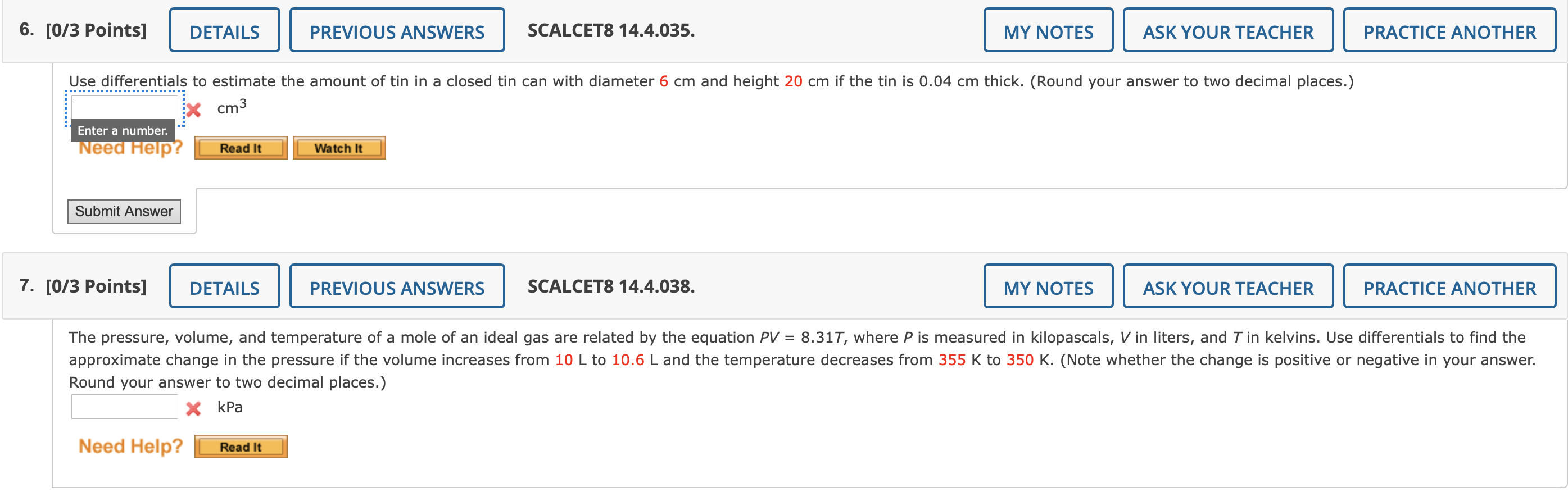 Solved 6. [0/3 Points] DETAILS PREVIOUS ANSWERS SCALCET8 | Chegg.com
