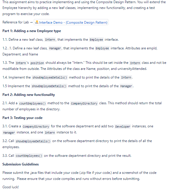 Solved javaIn this code:Employee is the Component.Developer | Chegg.com