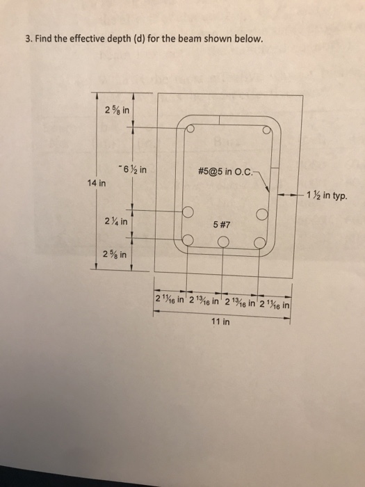 Solved 3. Find the effective depth (d) for the beam shown | Chegg.com