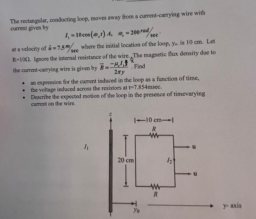 Solved The rectangular, conducting loop, moves away from a | Chegg.com