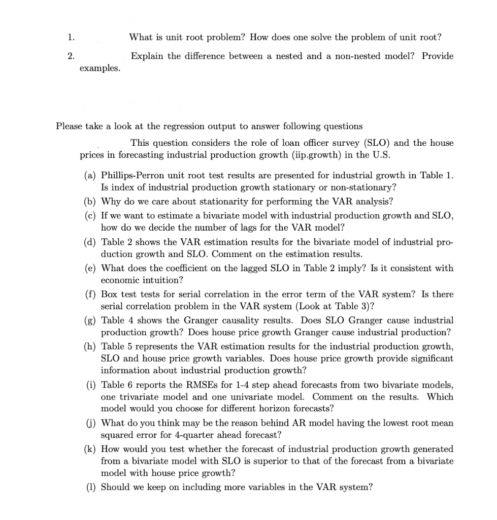 Solved 1. What is unit root problem? How does one solve the | Chegg.com