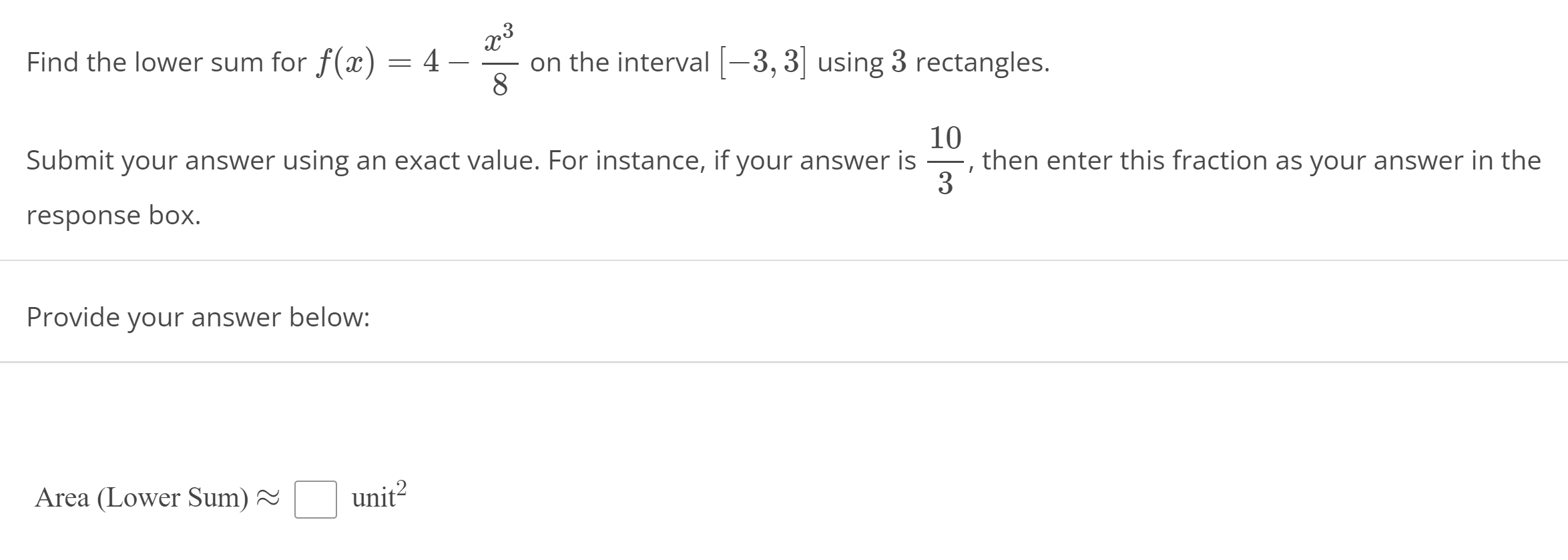 Solved 73 Find the lower sum for f(x) = 4 콩 = on the | Chegg.com