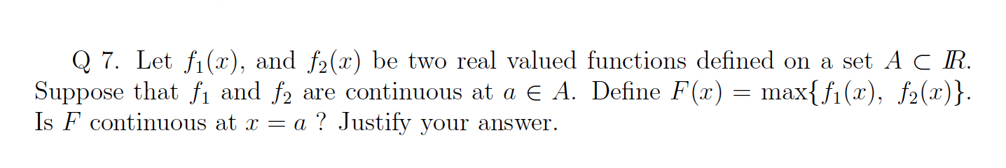 Solved Q 7. ﻿Let f1(x), ﻿and f2(x) ﻿be two real valued | Chegg.com