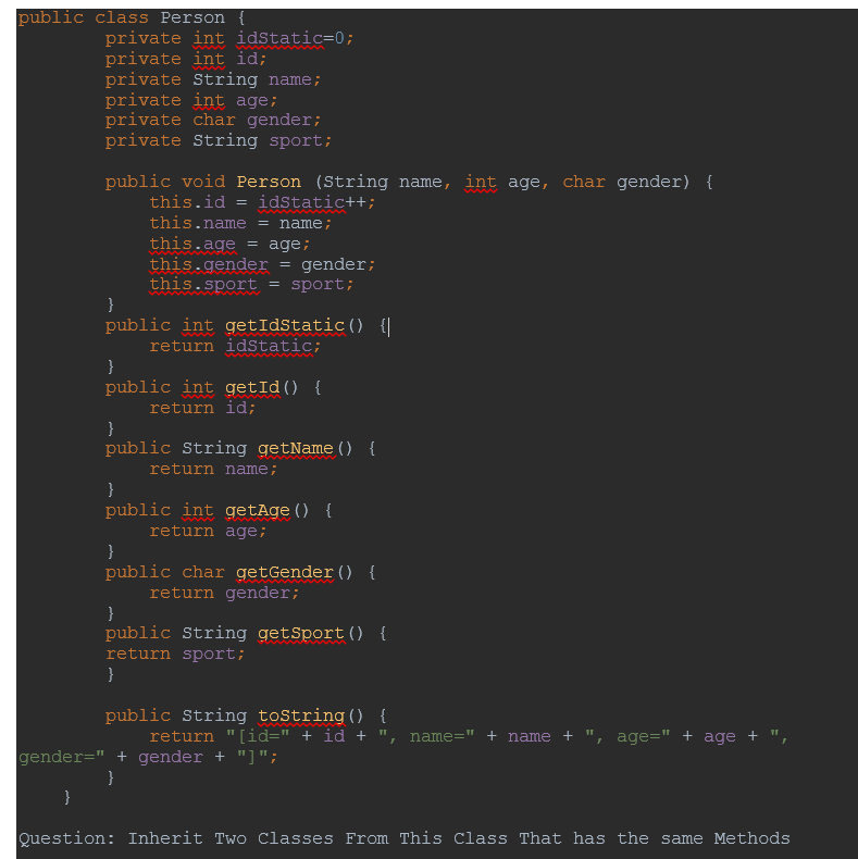Solved public class Person { private int idStatic=0; private | Chegg.com