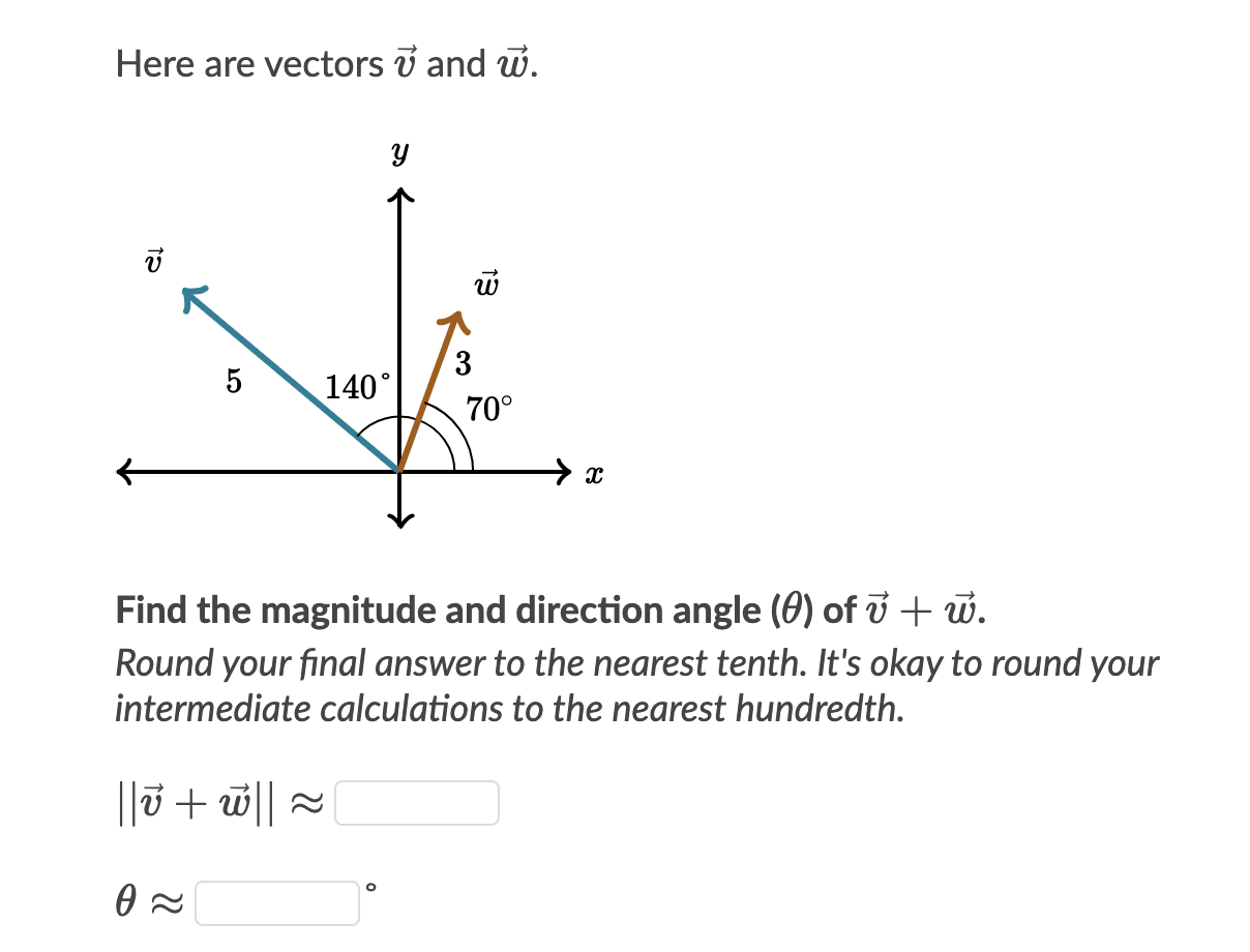 Solved Here are vectors v and w. Find the magnitude and | Chegg.com