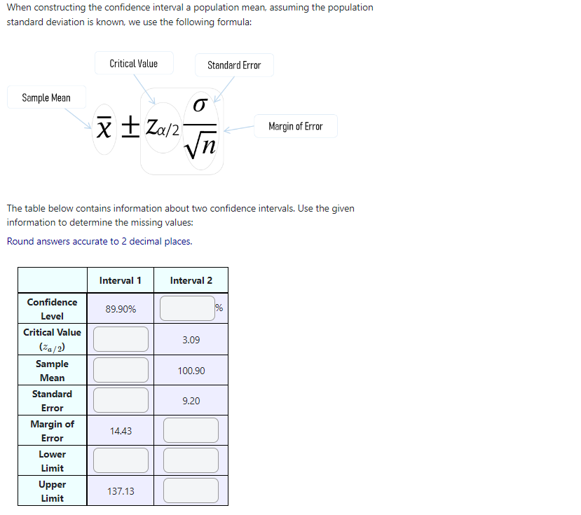 Solved When constructing the confidence interval a | Chegg.com