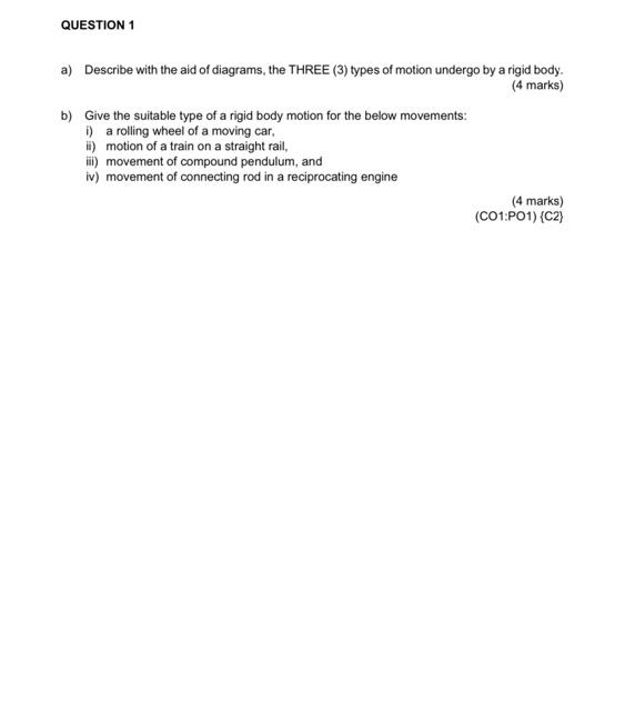 Solved QUESTION 1 a) Describe with the aid of diagrams, the | Chegg.com