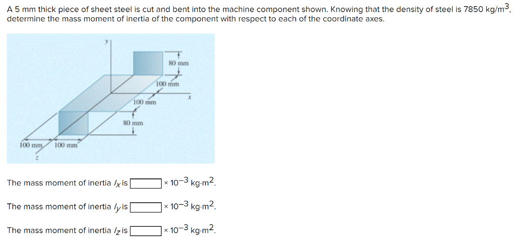 Solved A 5 mm thick piece of sheet steel is cut and bent | Chegg.com