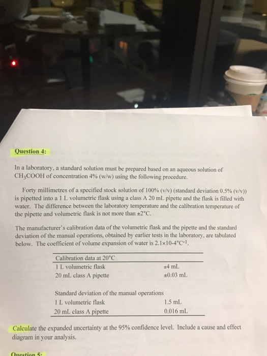Solved In a laboratory, a standard solution must be prepared | Chegg.com