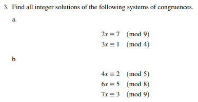 Solved 3. Find all integer solutions of the following | Chegg.com