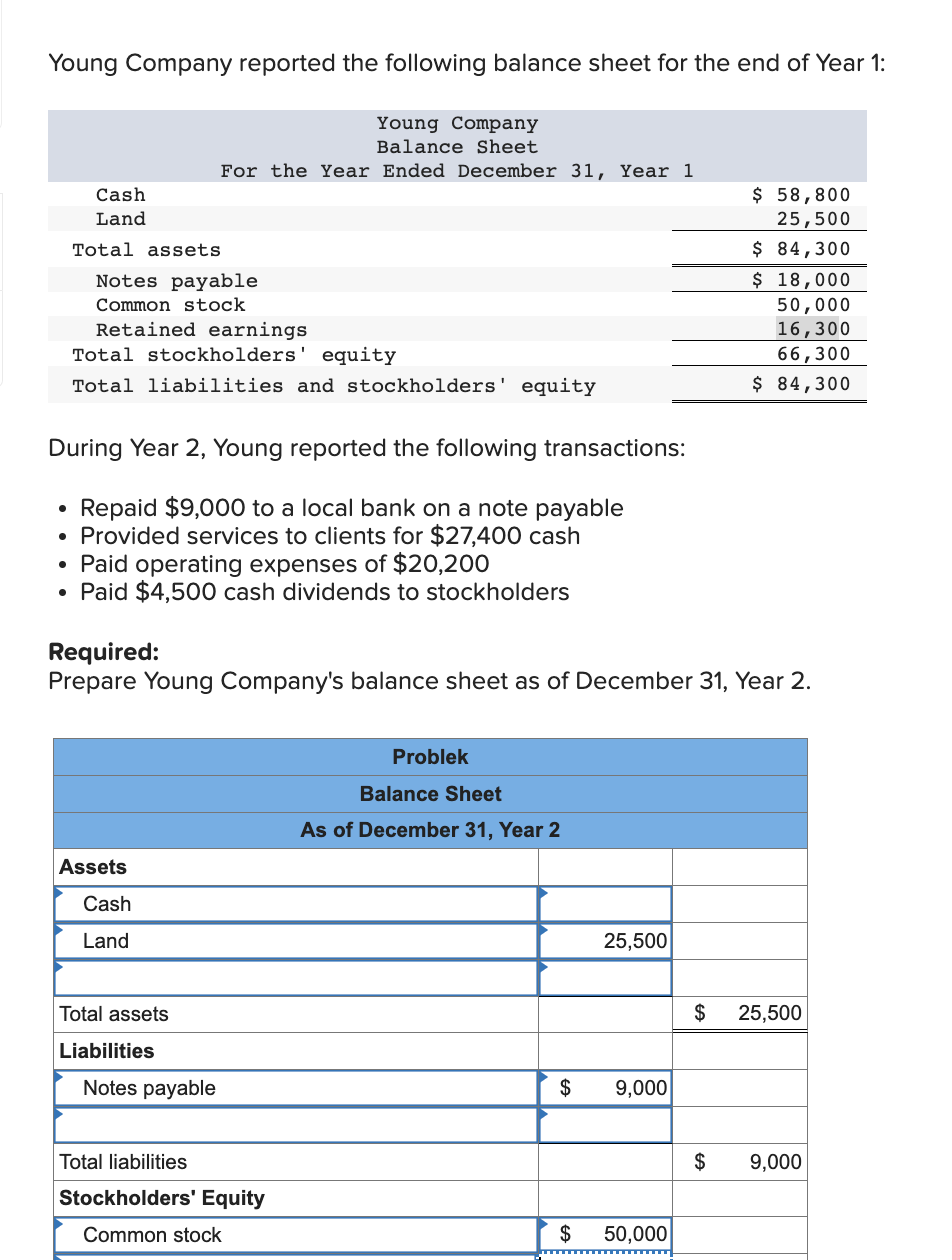 Solved Young Company reported the following balance sheet | Chegg.com