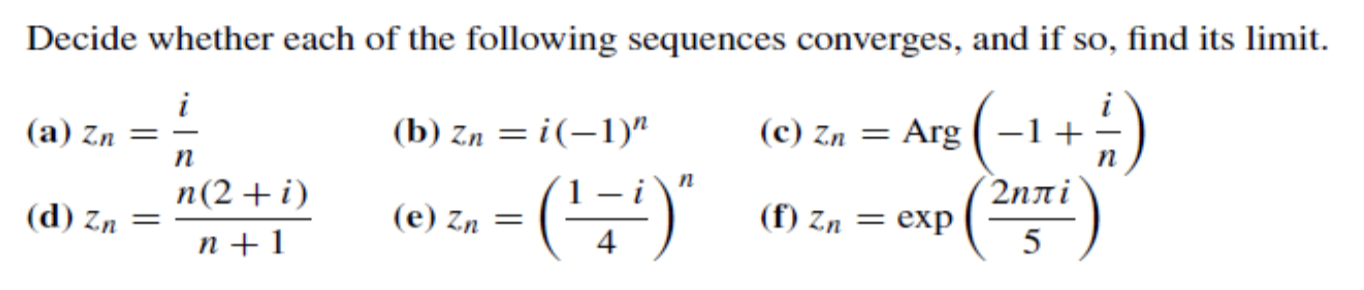 Solved Decide whether each of the following sequences | Chegg.com