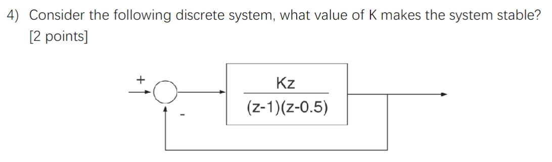 Solved 4) Consider the following discrete system, what value | Chegg.com