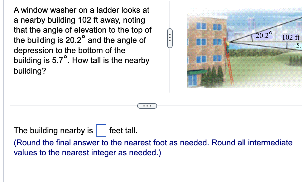 Solved A window washer on a ladder looks at a nearby | Chegg.com