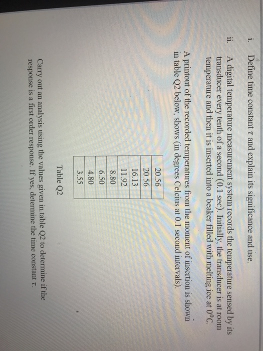 Solved i. Define time constant ? and explain its | Chegg.com