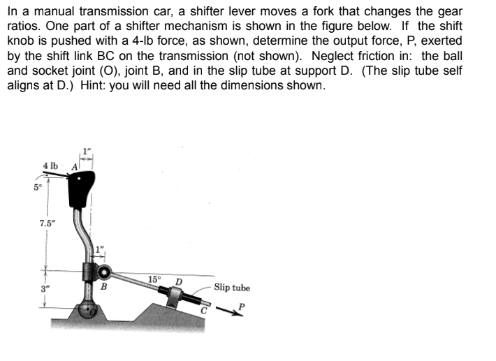 Solved In a manual transmission car, a shifter lever moves a | Chegg.com