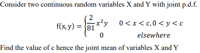 Solved Consider two continuous random variables X and Y with | Chegg.com