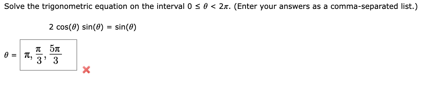 Solved Solve the trigonometric equation on the interval | Chegg.com