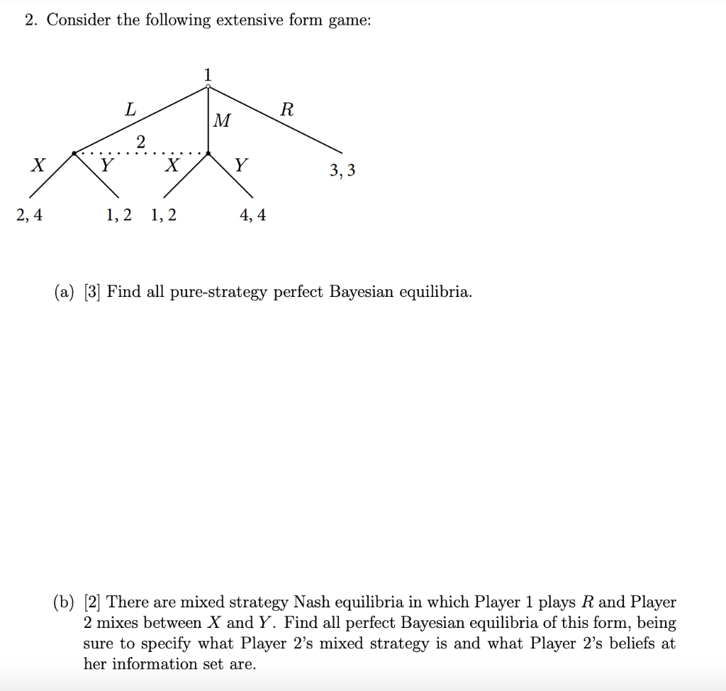 Solved 2. Consider the following extensive form game: (a) | Chegg.com