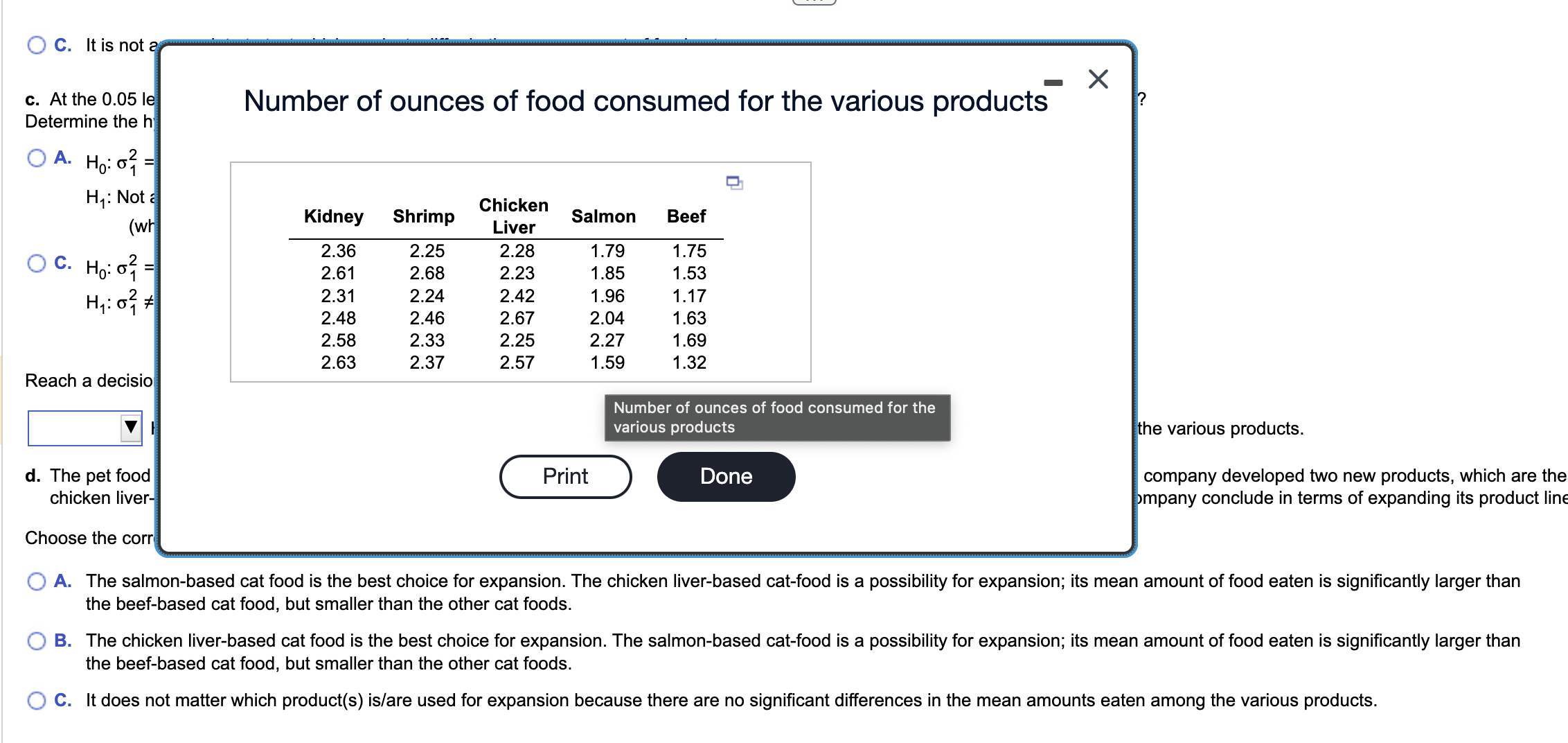A pet food company conducted an experiment to compare | Chegg.com