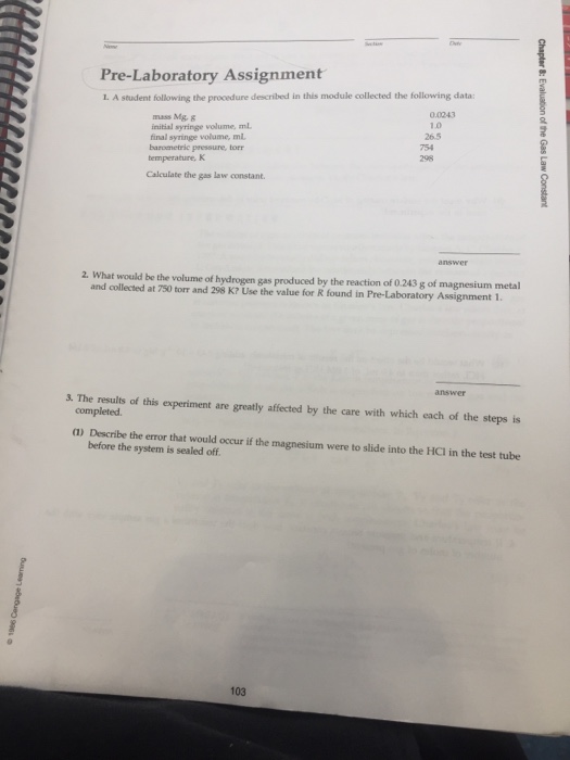 Solved Pre-Laboratory Assignment 1. A student following the | Chegg.com