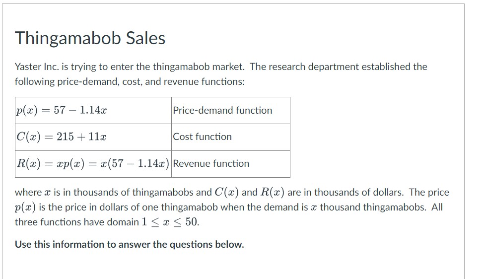 Solved Thingamabob Sales Yaster Inc. is trying to enter the | Chegg.com