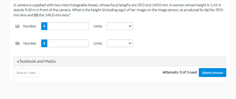Solved A camera is supplied with two interchangeable lenses, | Chegg.com