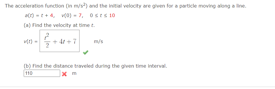 Solved The acceleration function (in m/s2 ) and the initial | Chegg.com