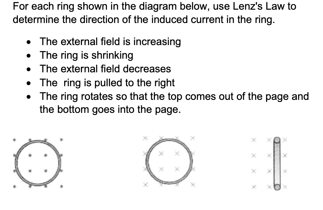 Solved For each ring shown in the diagram below, use Lenz's | Chegg.com