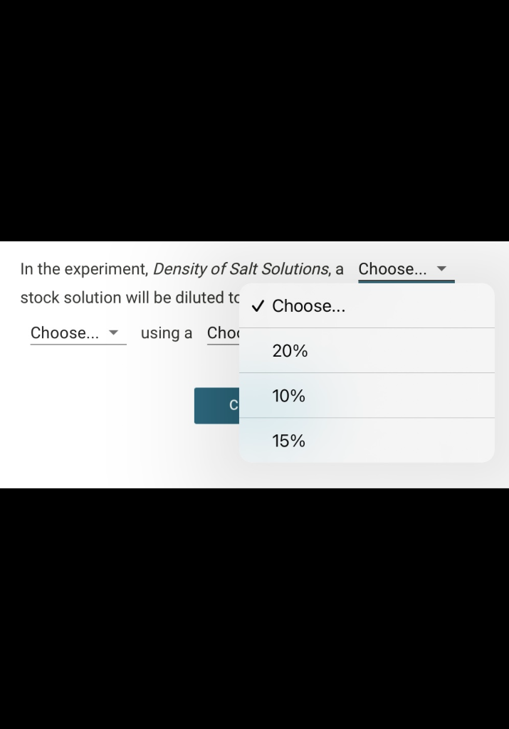 In the experiment, Density of Salt Solutions, a | Chegg.com