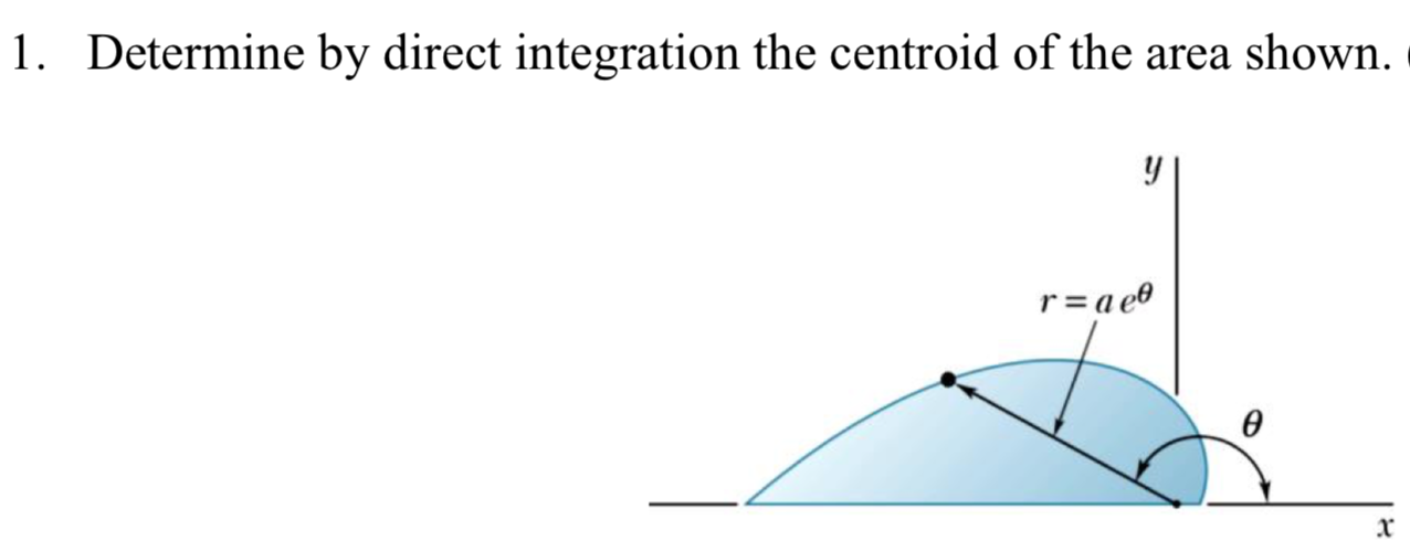 Solved 1. Determine by direct integration the centroid of | Chegg.com
