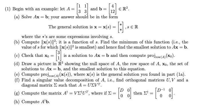 Solved ER2 [11] 4 (1) Begin with an example: let A= and b= 3 | Chegg.com