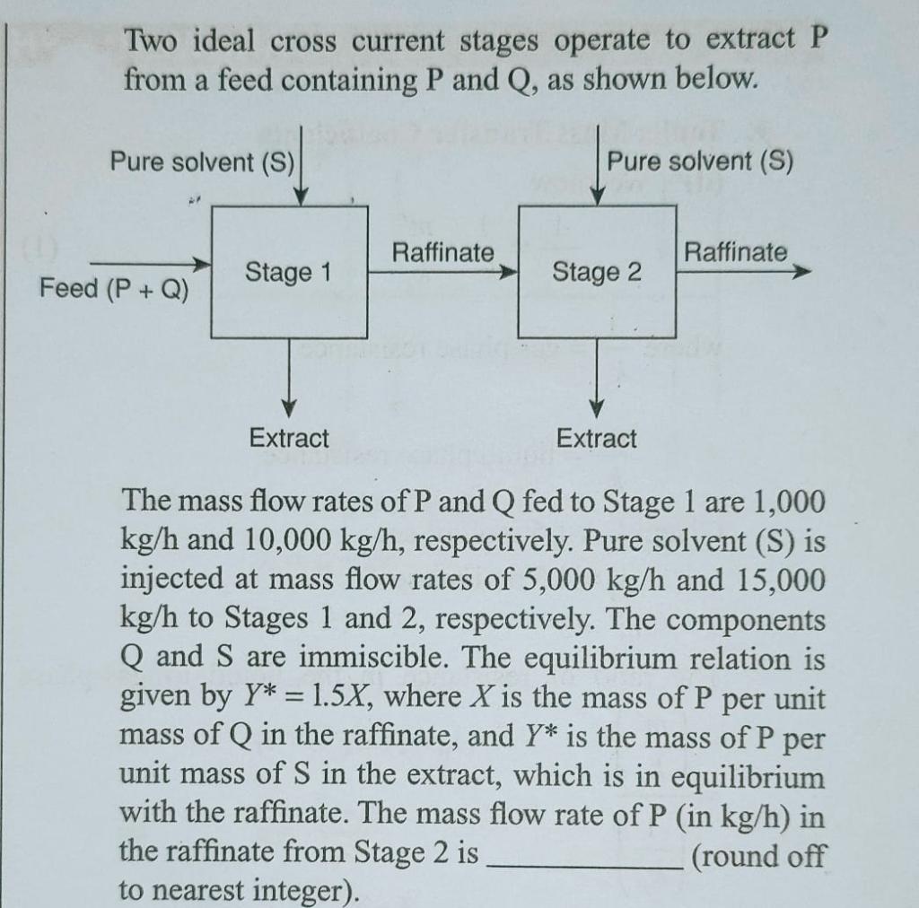 Solved Two ideal cross current stages operate to extract P | Chegg.com