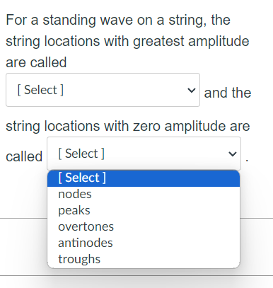 Solved For a standing wave on a string, thestring locations | Chegg.com