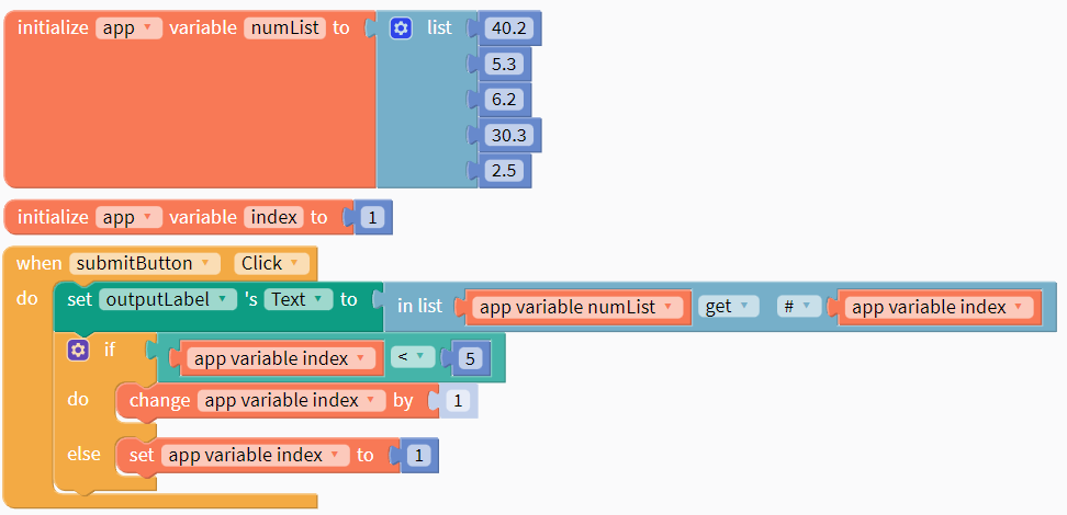 initialize app variable numList to initialize app | Chegg.com