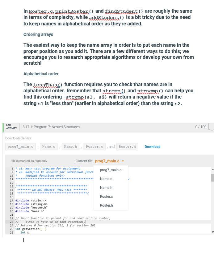 IN PROGRAMING C PLEASE 8.17 Program 7: Nested | Chegg.com