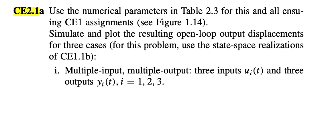 Solved CE2.la Use the numerical parameters in Table 2.3 for | Chegg.com