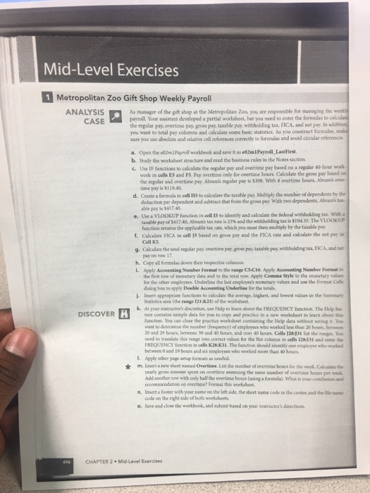 Mid-Level Exercises 1 Metropolitan Zoo Gift Shop | Chegg.com