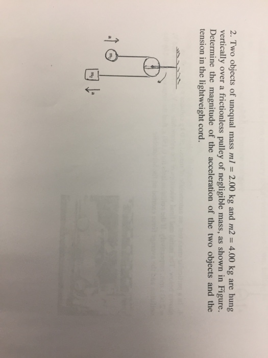 Solved Two objects of unequal mass m1 = 2.00 kg and m2 = | Chegg.com Solved Two objects of unequal mass m1 = 2.00 kg and m2 = | Chegg.com