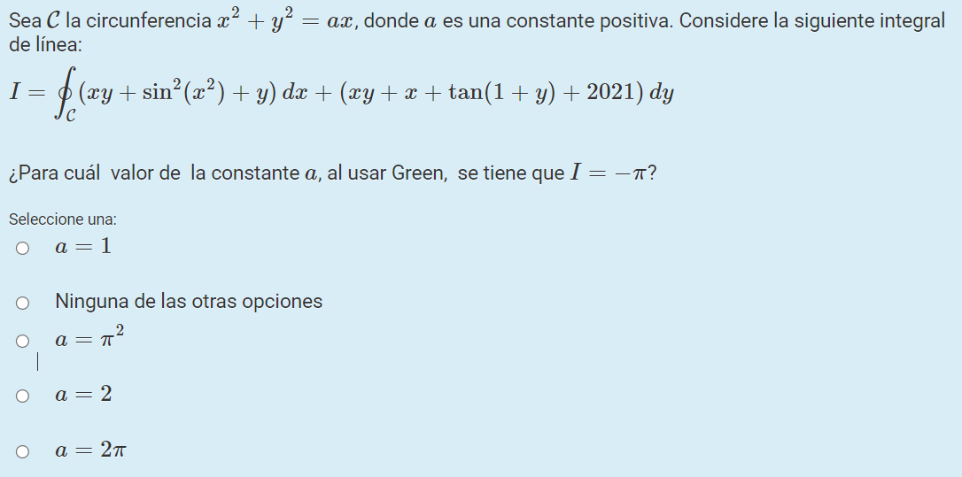Solved Let C be the circumference x2 + y2 = ax, where a is a | Chegg.com