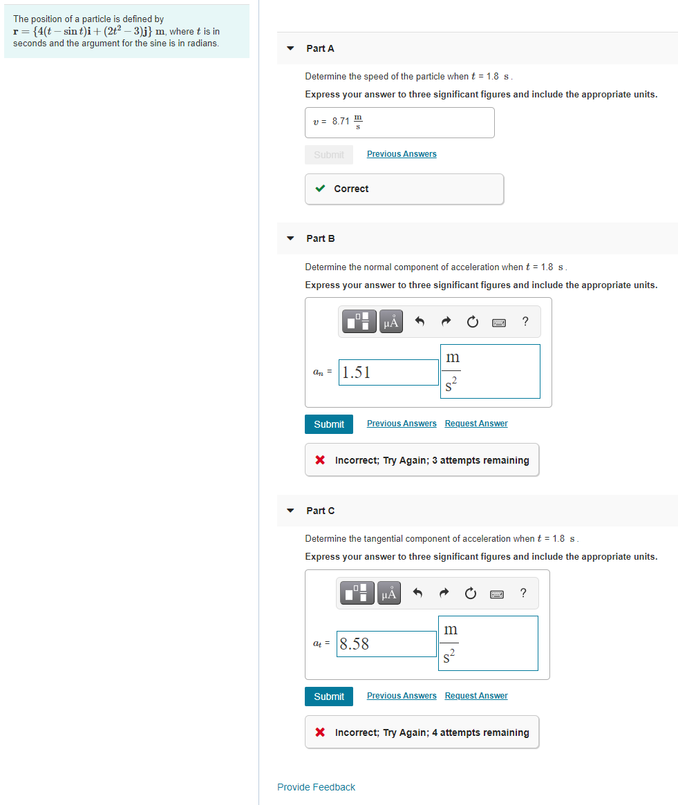 Solved The position of a particle is defined by r= {4(t – | Chegg.com