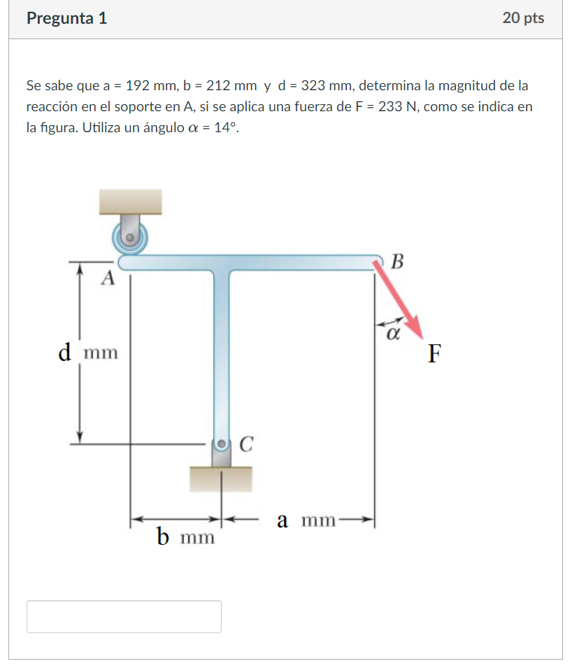 Solved Se sabe que a=192 mm, b=212 mm y d=323 mm, determina | Chegg.com